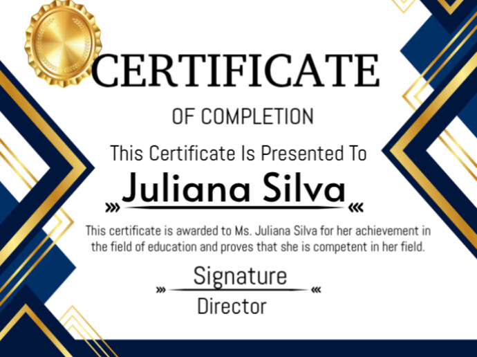 Copy of Professional Certificate Of Completion Presentation | PosterMyWall