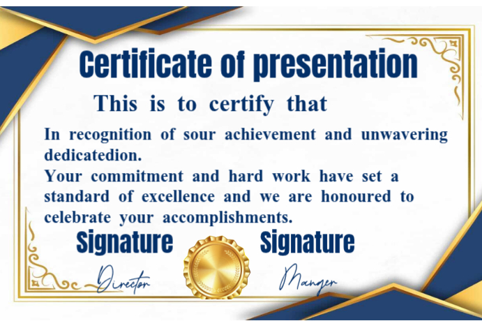 Professional Certificate Of Presentation Flag Template | PosterMyWall