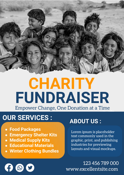 Professional Charity Fundraiser A4 Template | PosterMyWall
