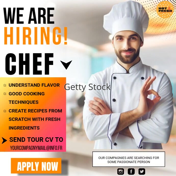 Professional Chef Recruitment Template | PosterMyWall