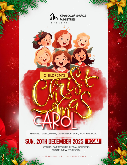 Professional Children's Christmas Carol Flyer, Kids Holiday Event ...