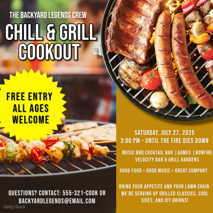 Professional Chill & Grill Cookout Instagram Post Template | PosterMyWall