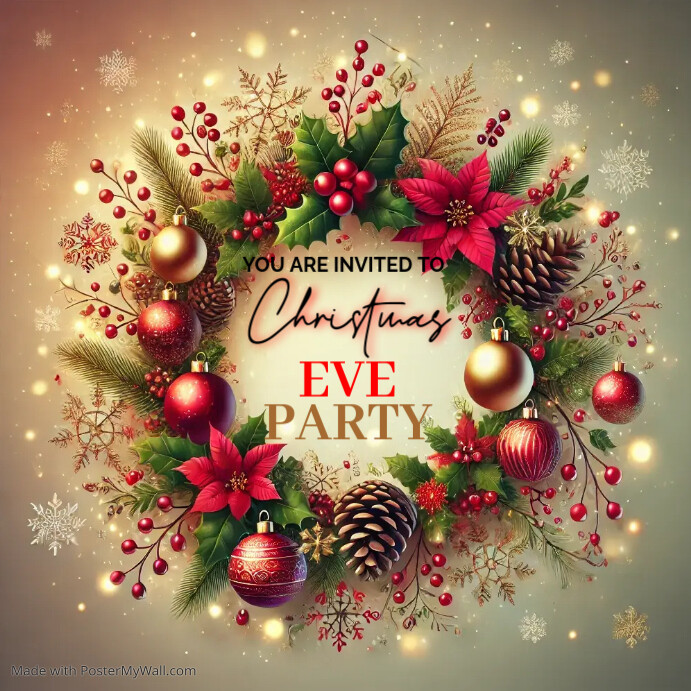 Professional Christmas Eve Party Invitation Instagram Post Template ...