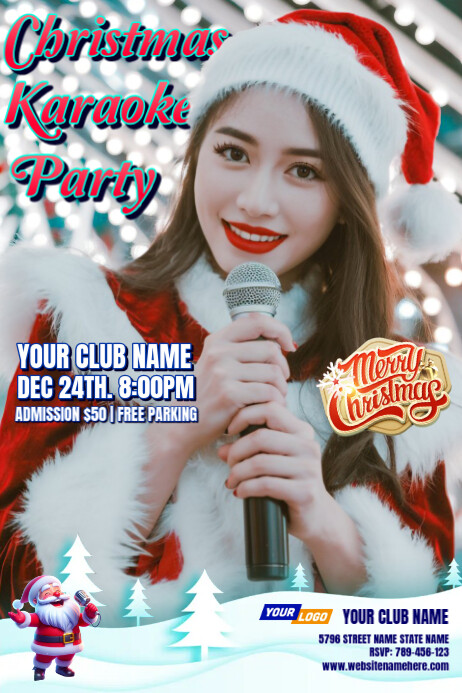 Professional Christmas Karaoke Party Poster Templat | PosterMyWall