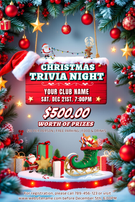 Copy of Professional Christmas Trivia Night Invitation Flyer Poster ...