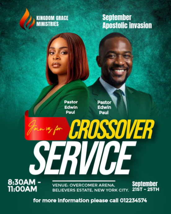 Professional Church Cross Over Service Flyers Instagram Portrait ...