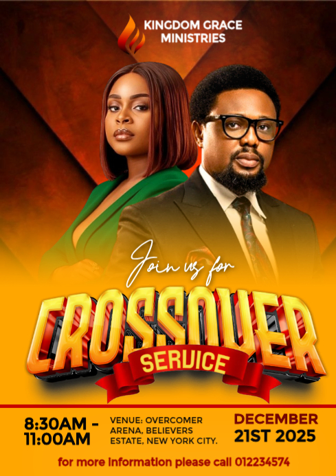 Professional Church Cross Over Service Flyers A4 Template | PosterMyWall