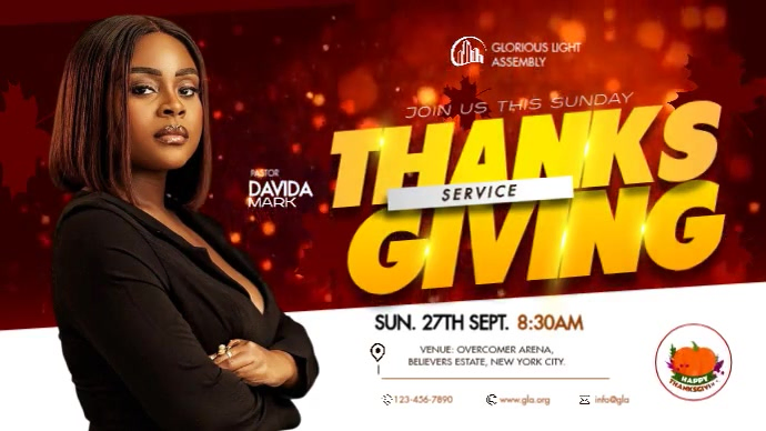 Professional Church Thanksgiving Flyer, Praise And Worship Event ...