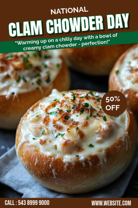 Professional Clam Chowder Day Poster Template | PosterMyWall