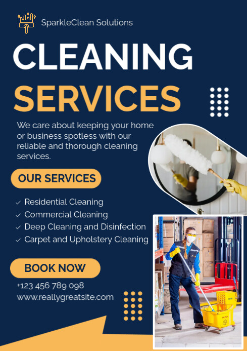 Professional Cleaning Services A4 Template | PosterMyWall