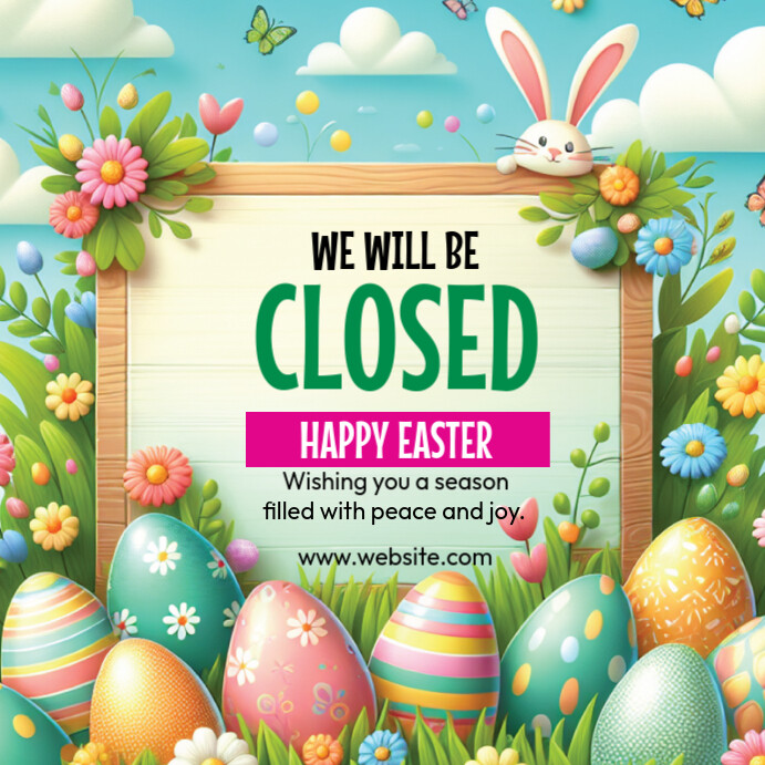 Professional Closed Happy Easter Ad Template Instagram Post | PosterMyWall