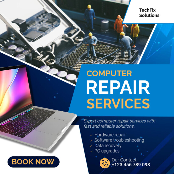 Professional Computer Repair Services Instagram Post Template ...