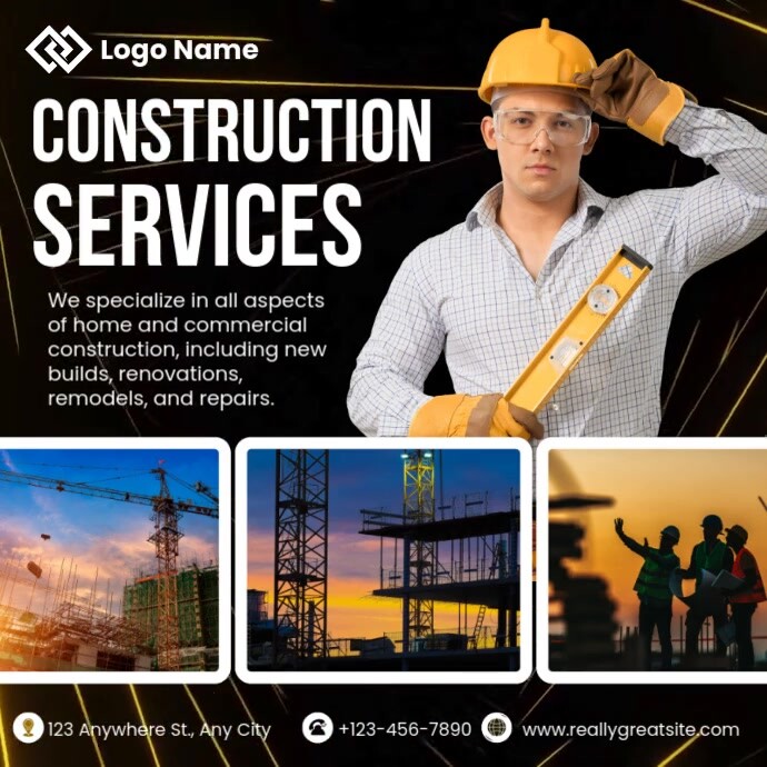 Professional Construction Service Template | PosterMyWall
