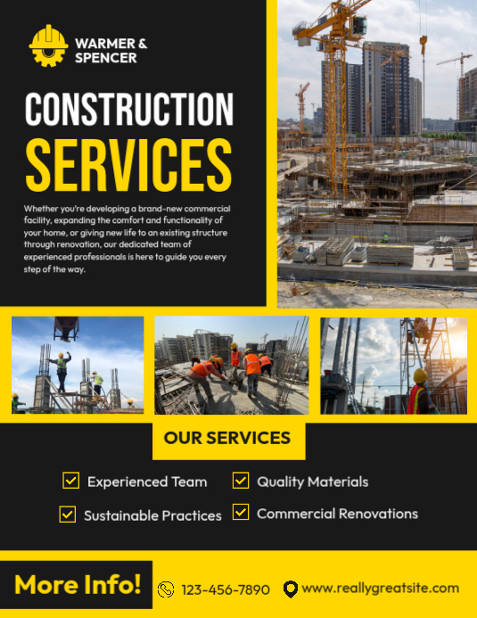 Professional Construction Services Flyer Template | PosterMyWall