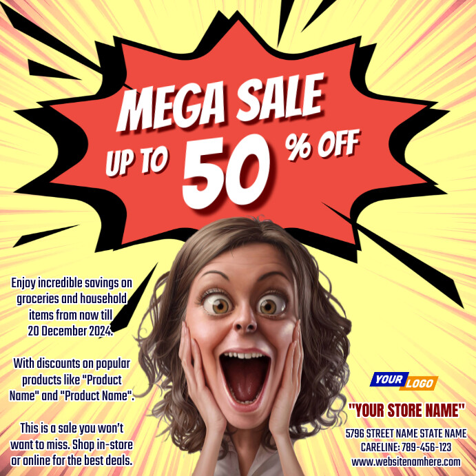 Copy of Professional Cool Mega Sale Event Flyer Insta | PosterMyWall