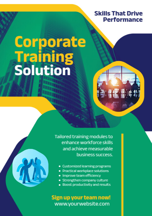 Professional Corporate Training Solution Yellow Green Flyer Poster A4 ...