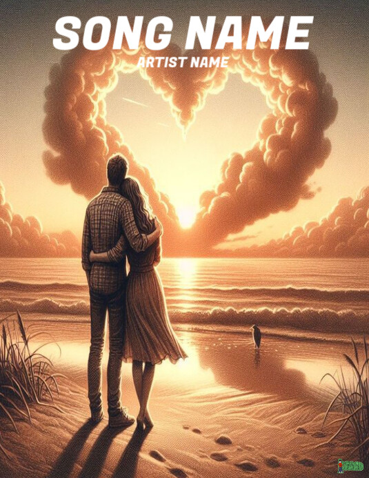 Professional Couple Love Heart Song Album Cover Flyer (us Letter ...