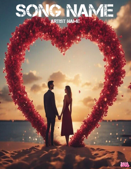 Professional Couple Love Heart Song Album Cover Flyer (us Letter ...
