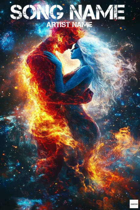 Professional Couple Love Romance With Fire Album Cover Poster Template ...