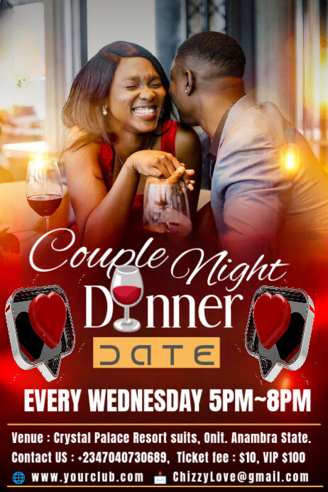 Professional Couples Dinner flyer Template | PosterMyWall