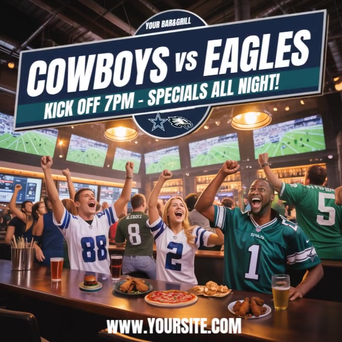 Modèle Professional Cowboys Vs Eagles, Nfl Football Flyer, American ...