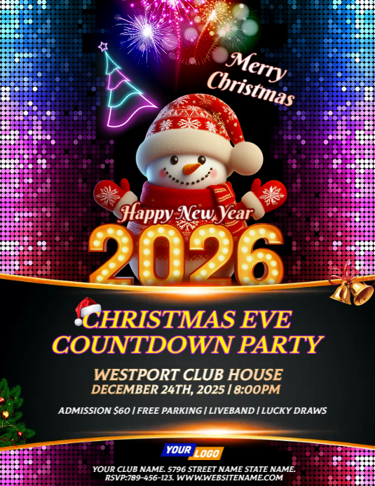Plantilla de Professional Creative Christmas Eve Countdown Party Flyer ...