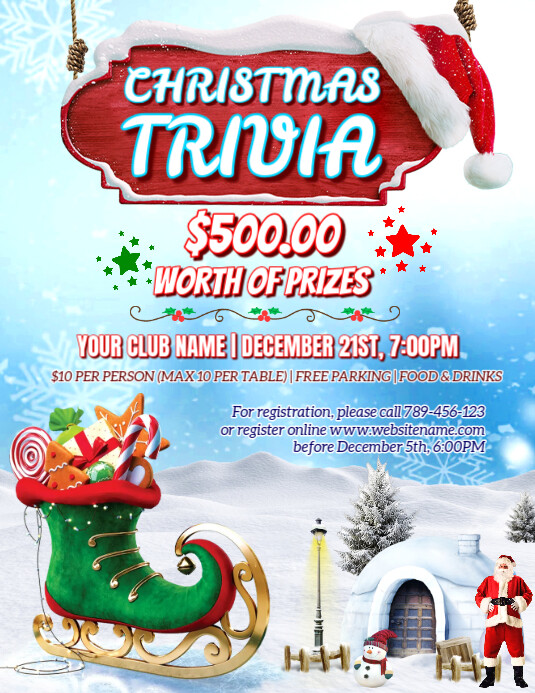 Professional Creative Christmas Trivia Event Flyer Template | PosterMyWall