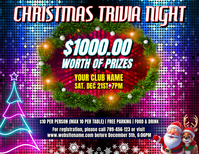 Copy of Professional Creative Christmas Trivia Night Flyer | PosterMyWall