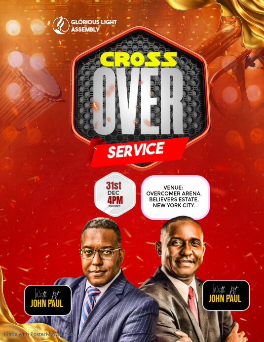 Professional Crossover Church Flyer/ Crossover Design, Christmas Carol, Christmas Church Service ...
