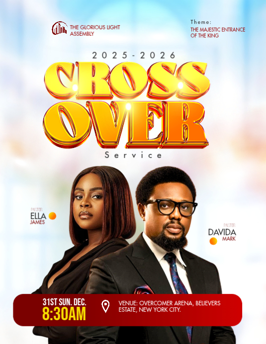 Professional Crossover Night Flyer, Watch Night Church Event, Prophetic ...