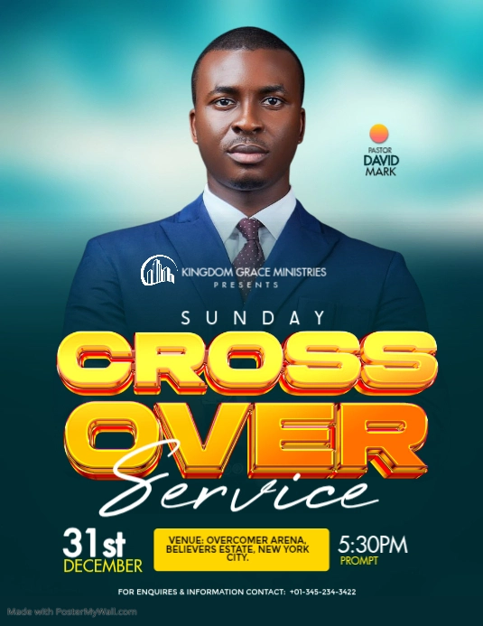 Professional Crossover Service Flyer, New Year Eve Church Event, Watch ...
