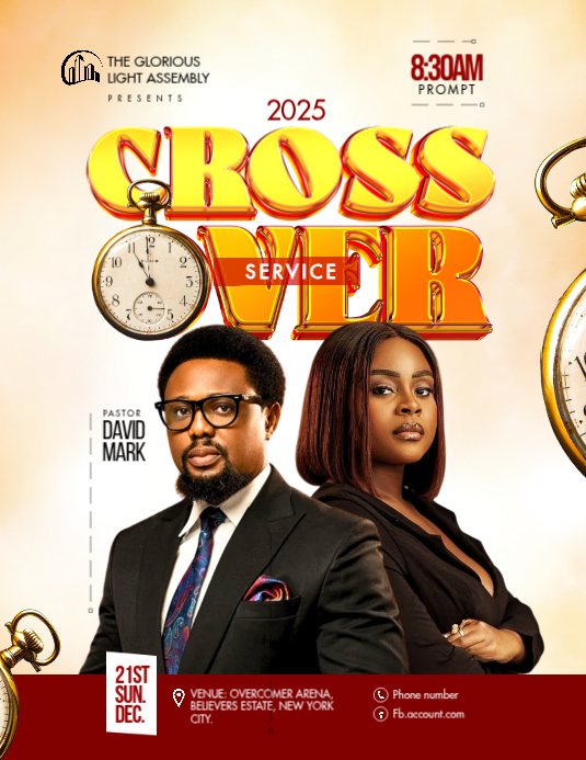 Professional Crossover Service Flyer, New Year Eve Church Event, Watch ...