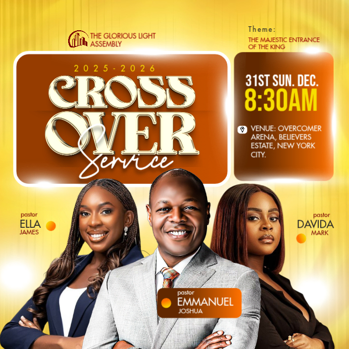 Professional Crossover Service Flyer, New Year Eve Church Event, Watch ...