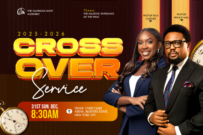Professional Crossover Service Flyer, New Year Eve Church Event, Watch ...