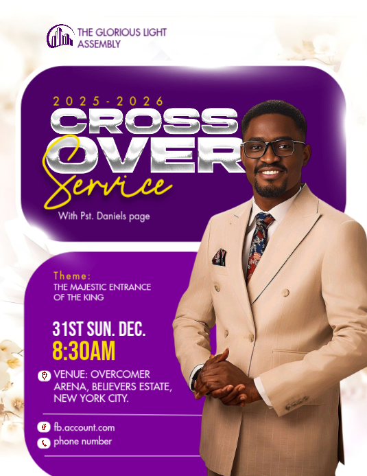 Professional Crossover Service Flyer, New Year Eve Church Event, Watch ...