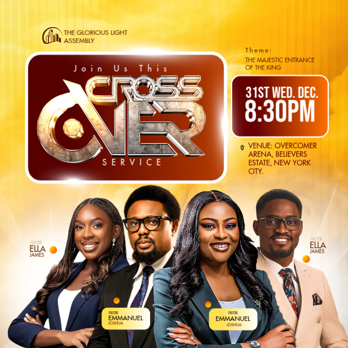 Professional Crossover Service Flyer, New Year Eve Church Event, Watch ...