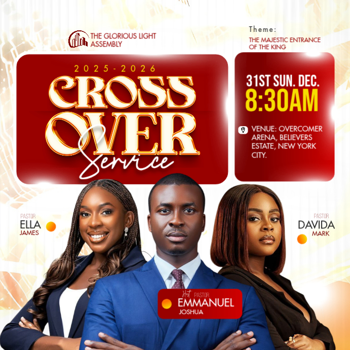 Professional Crossover Service Flyer, New Year Eve Church Event, Watch ...