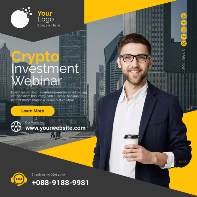 Plantilla de Professional Crypto Investment Webinar Event Ads Instagram Post | PosterMyWall
