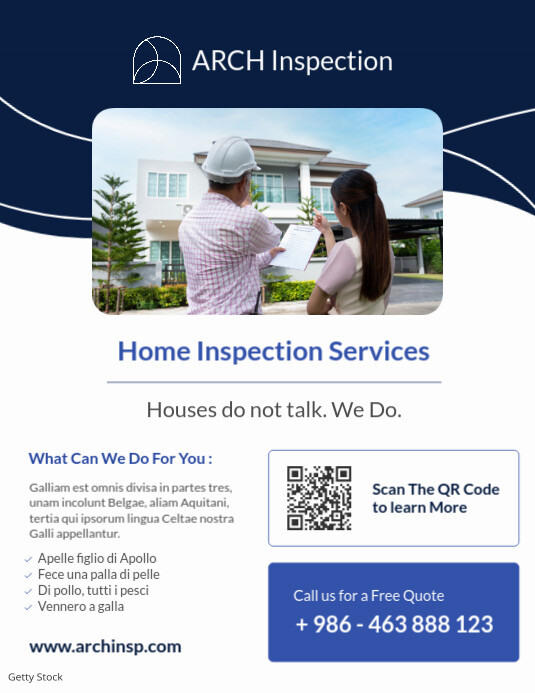 Professional Dark Blue And White Modern Minimal Home Inspection Flyer ...