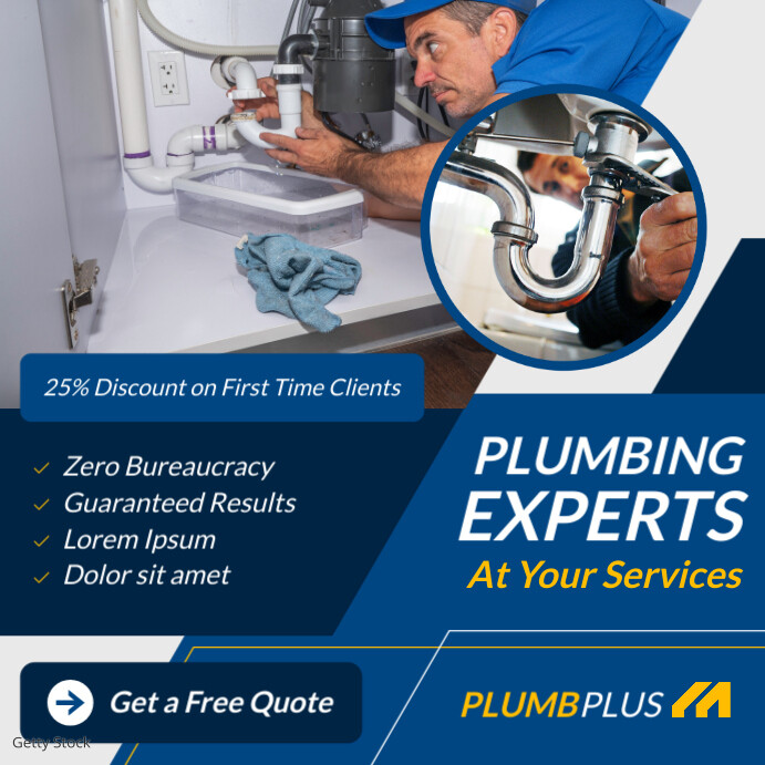 Copy of Professional Dark Blue White And Yellow Plumbing Professional ...