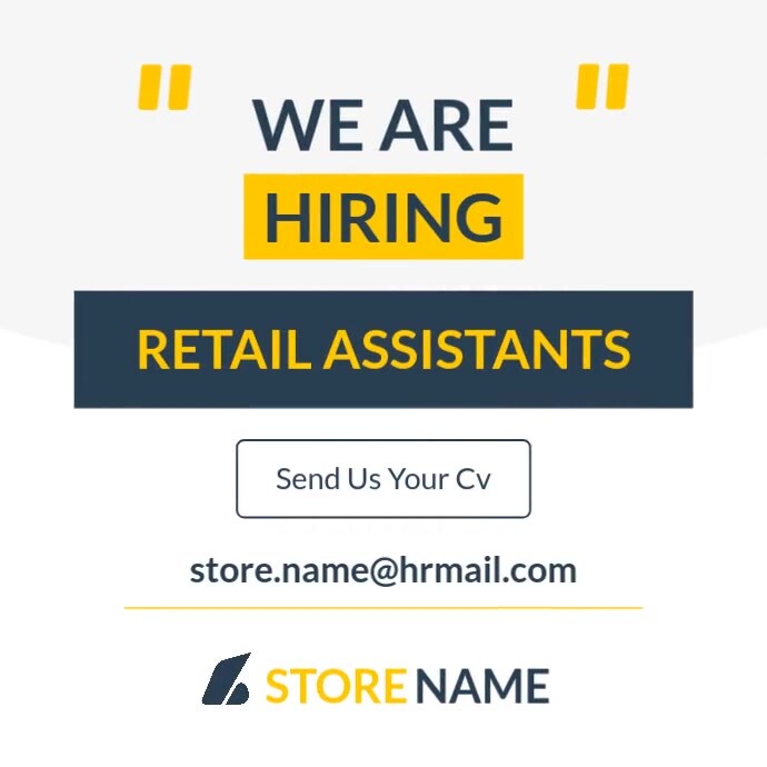 Professional Dark Blue White And Yellow We Are Hiring Advertising ...