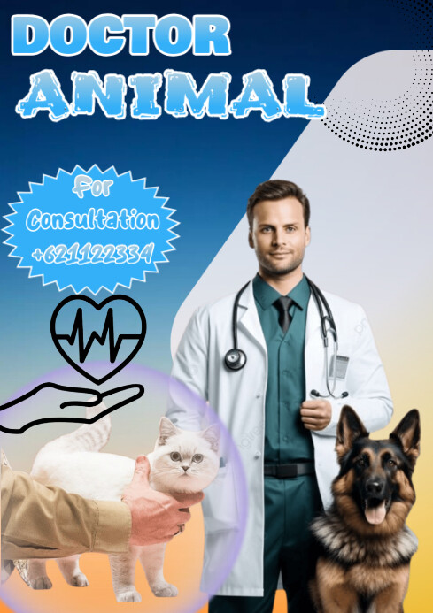 Professional Doctor Animal Service A4 Template | PosterMyWall