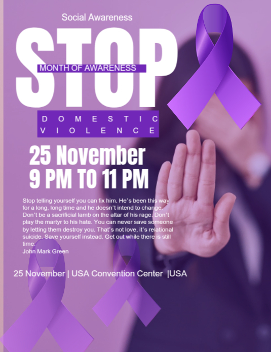 Professional Domestic Violence Flyer (us Letter) Template | PosterMyWall