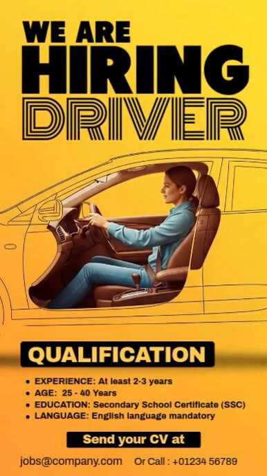 Professional Driver Hiring Ad Instagram Story Template | PosterMyWall
