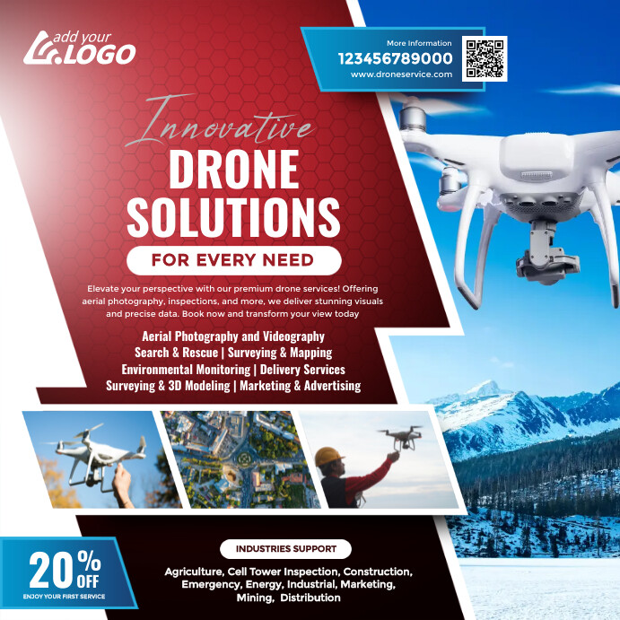 Professional Drone Service Instagram Post Template | PosterMyWall