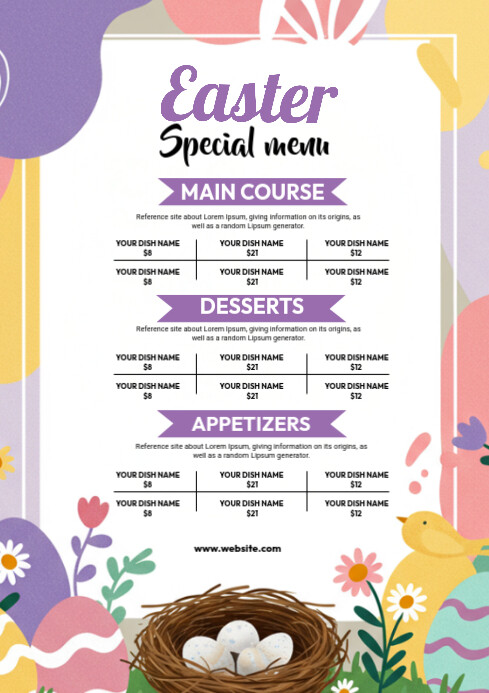 Copy of Professional Easter Menu Template A4 | PosterMyWall
