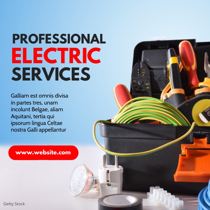 Copy of professional electric services red and grey c | PosterMyWall