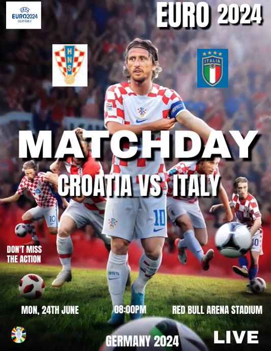 Professional Euro 2024 Croatia Vs Italy Flye Templat | PosterMyWall
