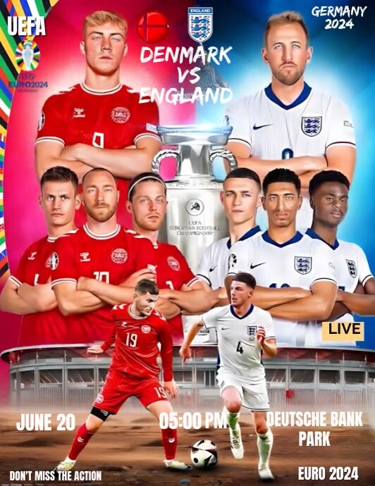 Copy of Professional Euro 2024 England Vs Denmark Fl | PosterMyWall