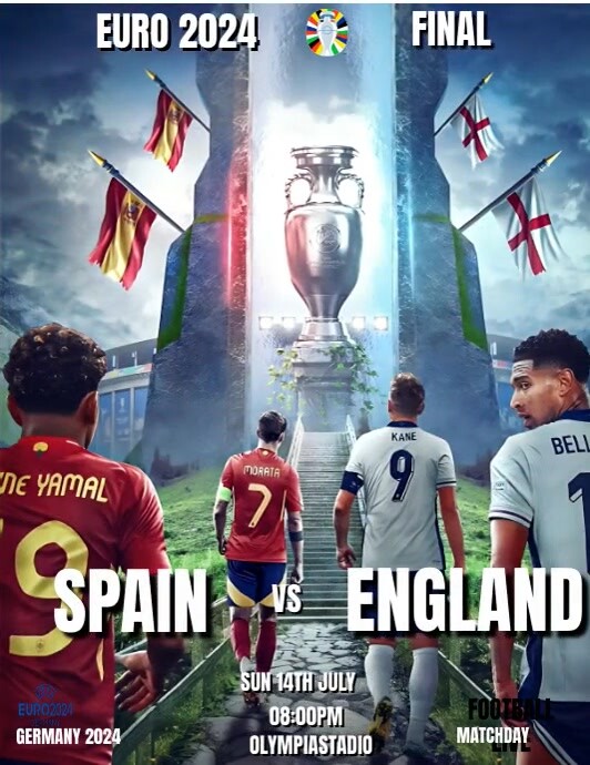 Professional Euro 2024 Final Spain Vs England Template | PosterMyWall